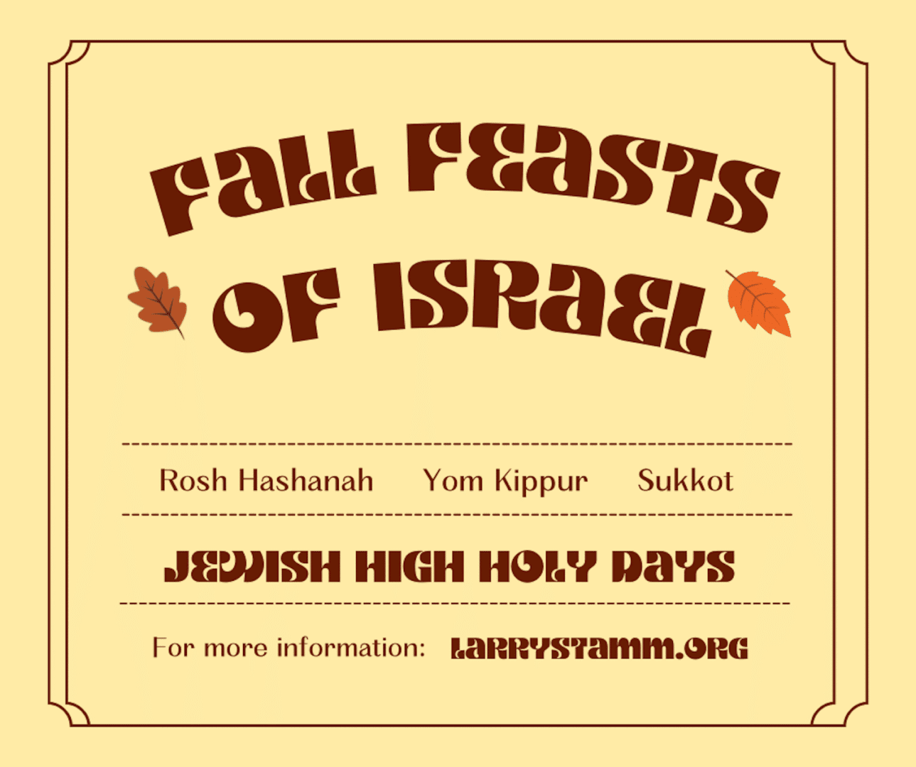 The Jewish High Holy Days - Larry Stamm Ministries